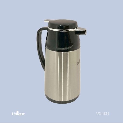 فلاسک 1 لیتر استیل دکمه ای شیشه صورتی یونیک کد UN-1814 | فروشگاه آشپزون